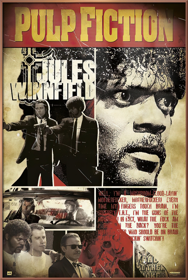 Pulp Fiction - Framed Movie Poster (Pop-Art - Jules Winnfield - Quote ...
