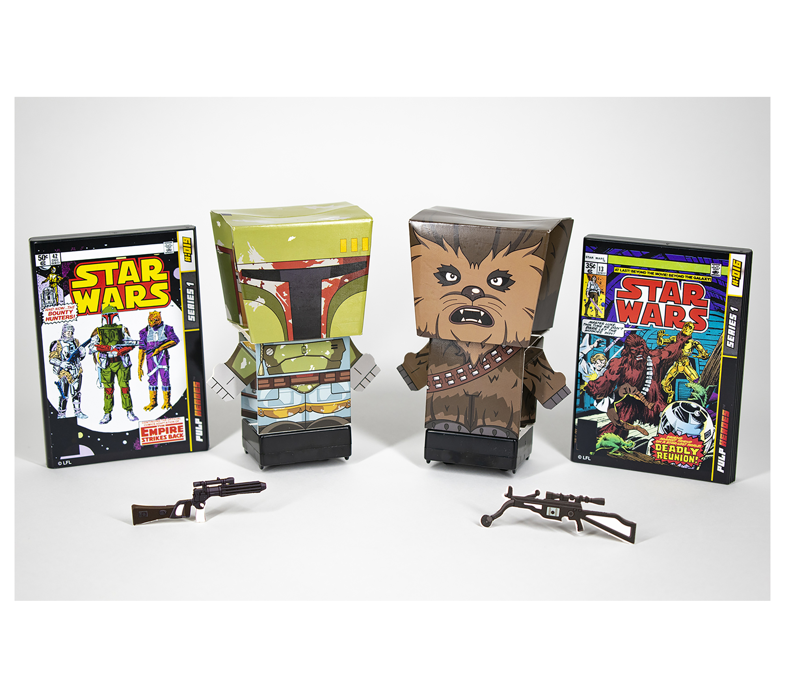 Pulp Heroes Snap Bots Pull Back Star Wars 3D Boba Fett and Chewbacca Action Figure Set, 6 Pieces ...