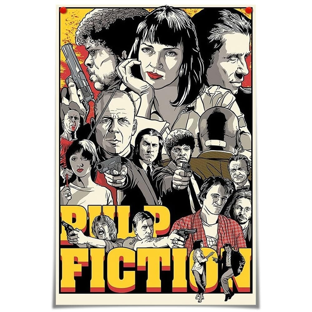 Pulp Poster Fiction Movie Posters Cool Posters Vintage Canvas Wall Art ...