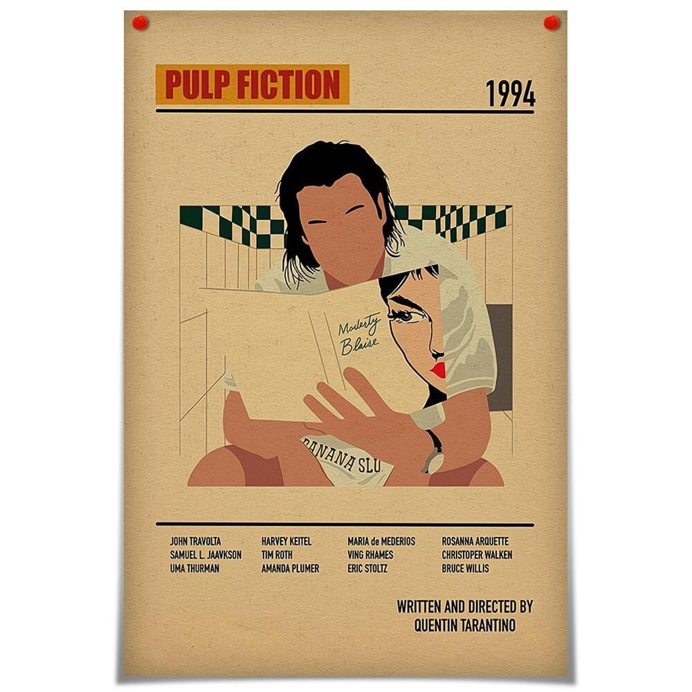 Pulp Poster Fiction Movie Posters Cool Posters Vintage Canvas Wall Art ...
