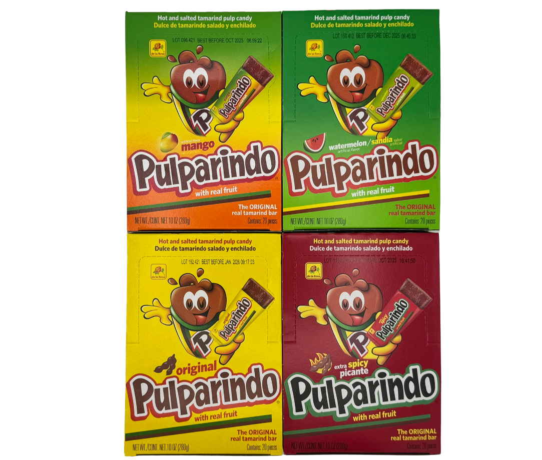 Pulparindo 4 Pack - Original, Mango, Watermelon, Extra Spicy (80 Pieces ...