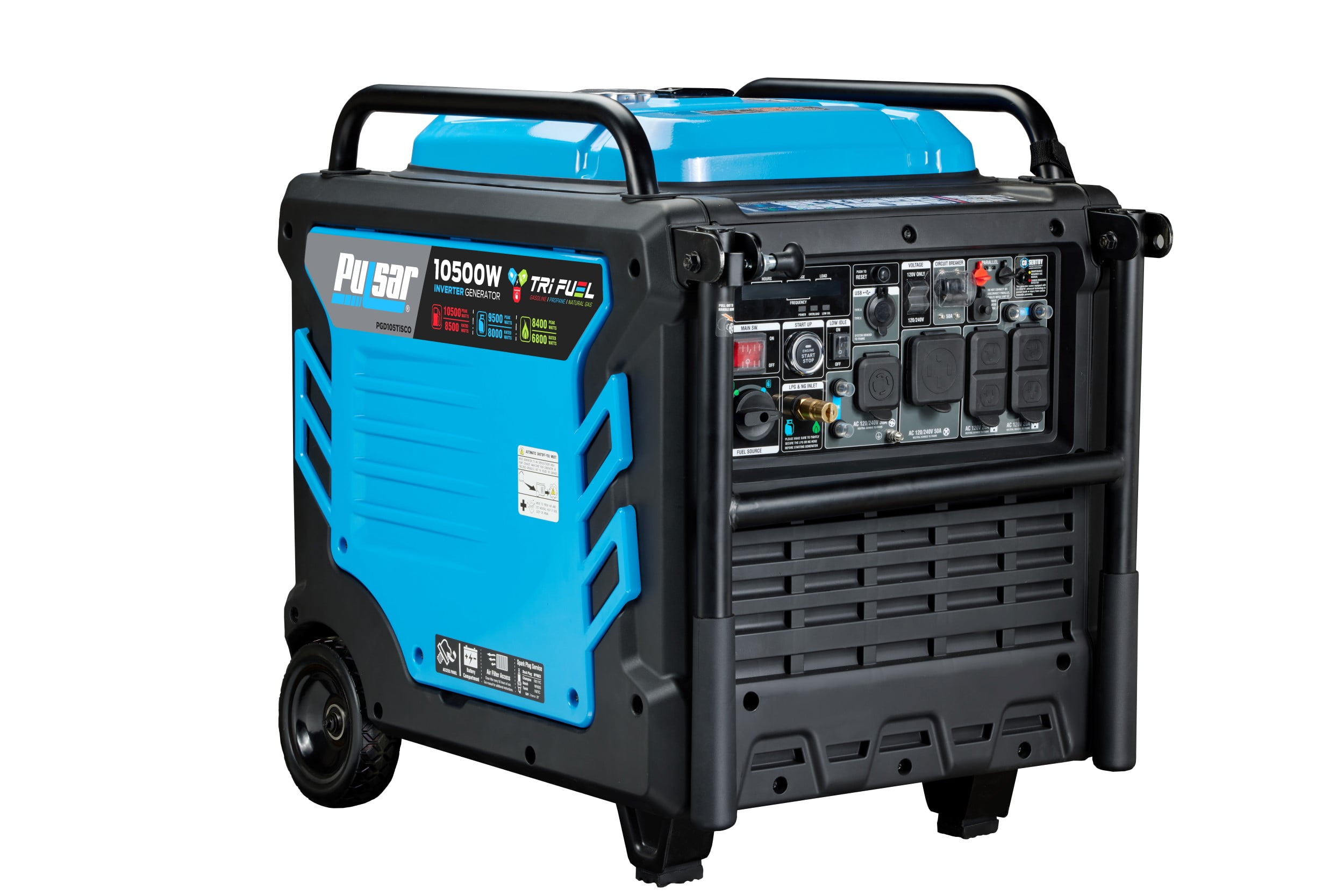 Pulsar 10,500W Tri-Fuel Portable Inverter Generator with CO Sentry ...