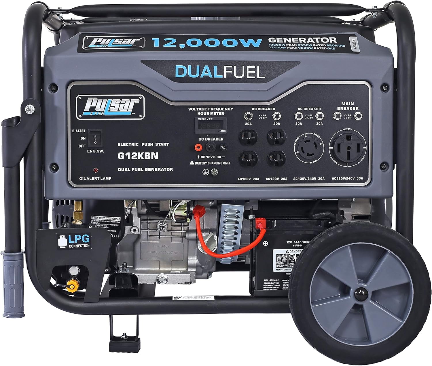 Pulsar 12,000W Dual Fuel Portable Generator in Space Gray with Electric ...