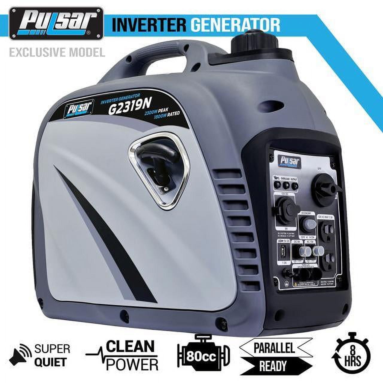 Pulsar 2,300W Portable Gas-Powered Quiet Inverter Generator With USB ...