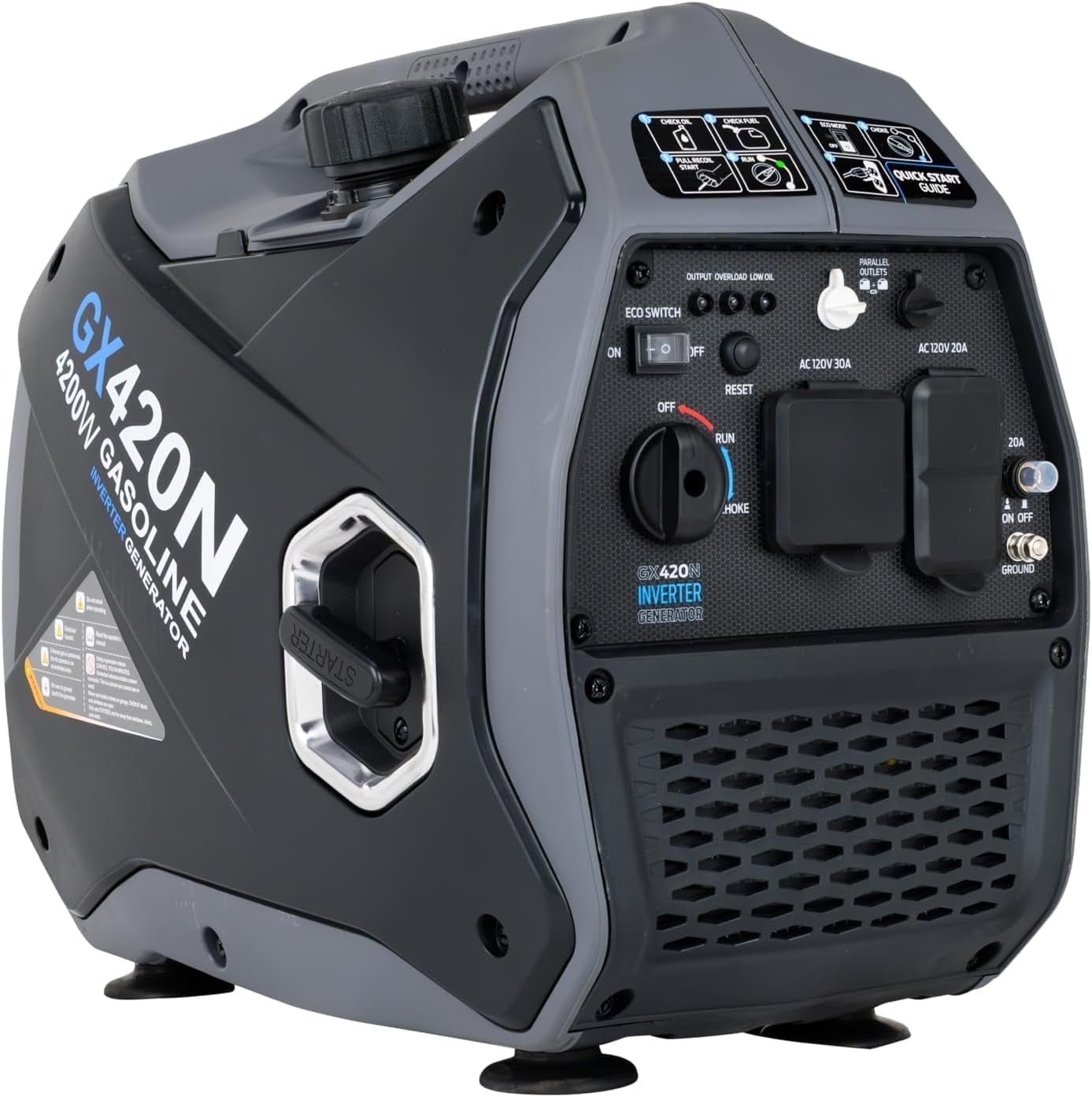 Pulsar 4,200W Portable Gas-Powered Quiet Inverter Generator for Home ...
