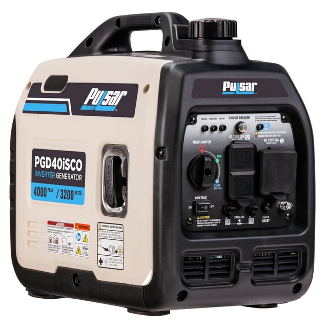 Pulsar 4000-Watt Super Quiet Gas Powered Inverter Generator with CO ...