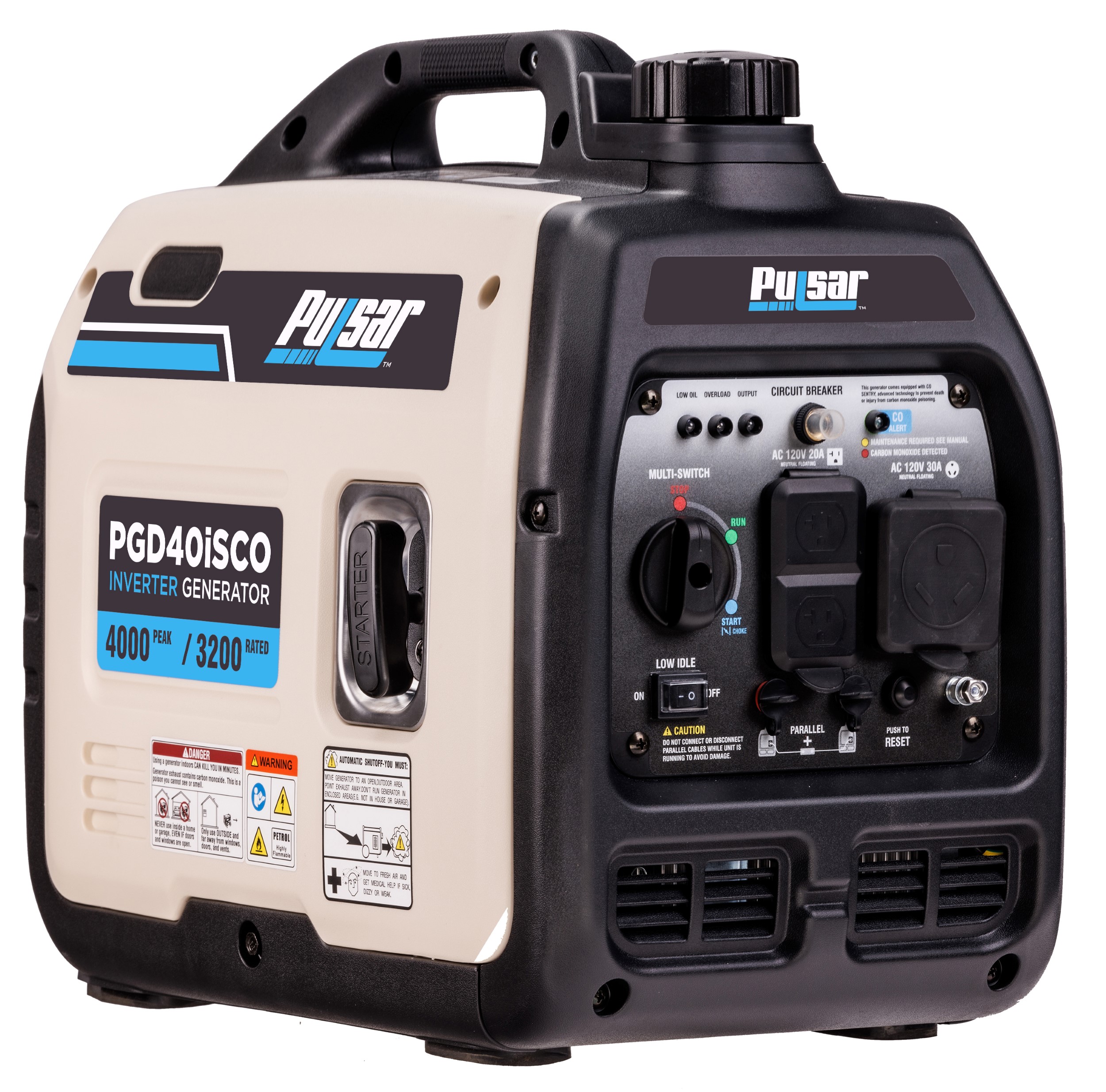 Pulsar PG1202SA 1200 Peak Watt, 900 Running Watt Portable 2-Cycle Gas ...