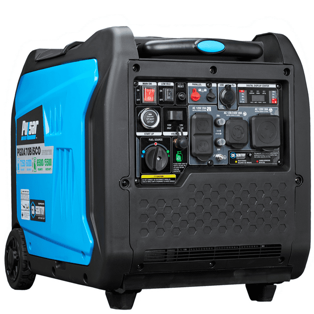 Pulsar 7,250W Quiet Dual Fuel (Gas/Propane) Inverter Generator with CO Alert & Remote Start ...