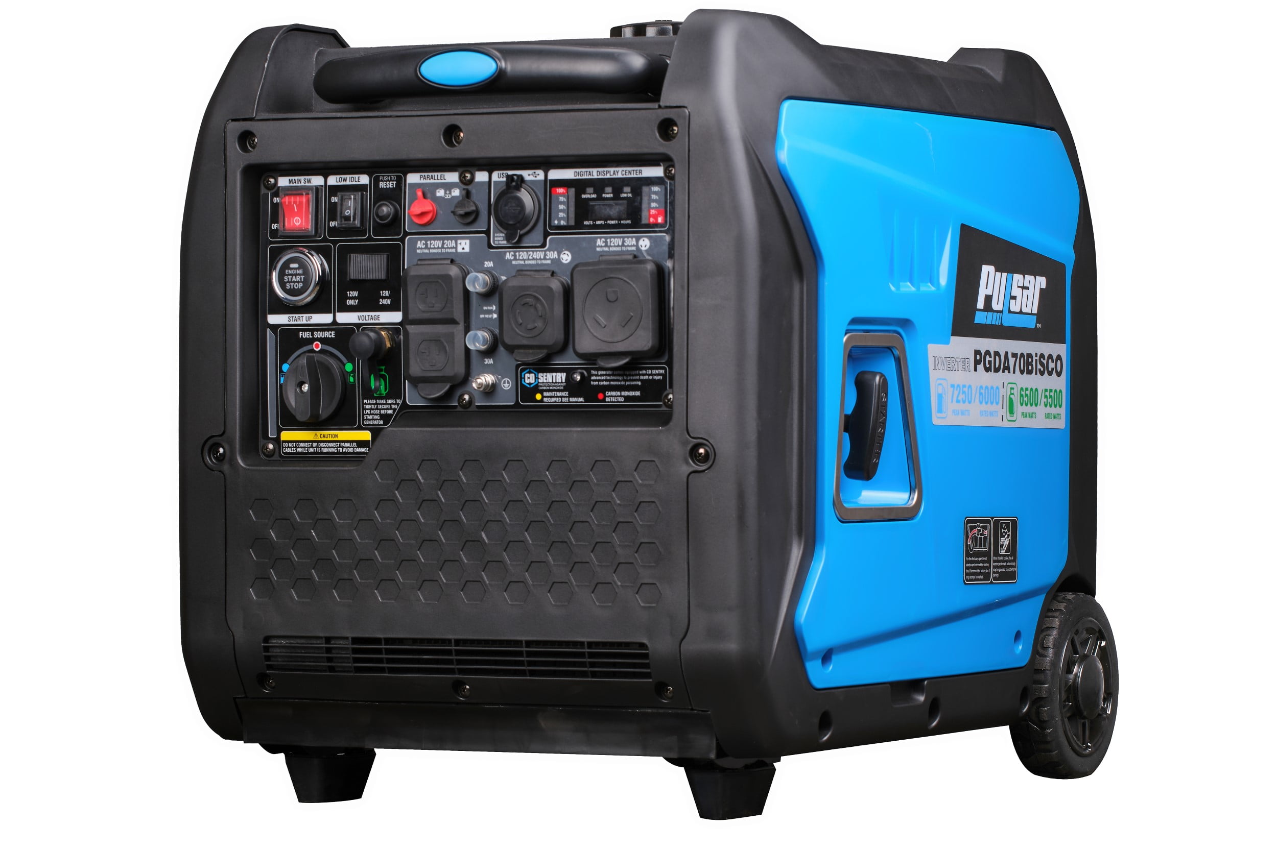 Pulsar 7,250 Watt Super Quiet Dual Fuel Inverter Generator with CO ...
