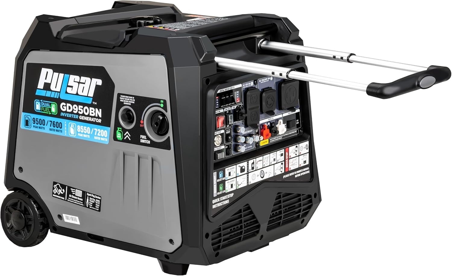 Pulsar 9500W Dual Fuel Portable Inverter Generator GD950BN – Keyed ...