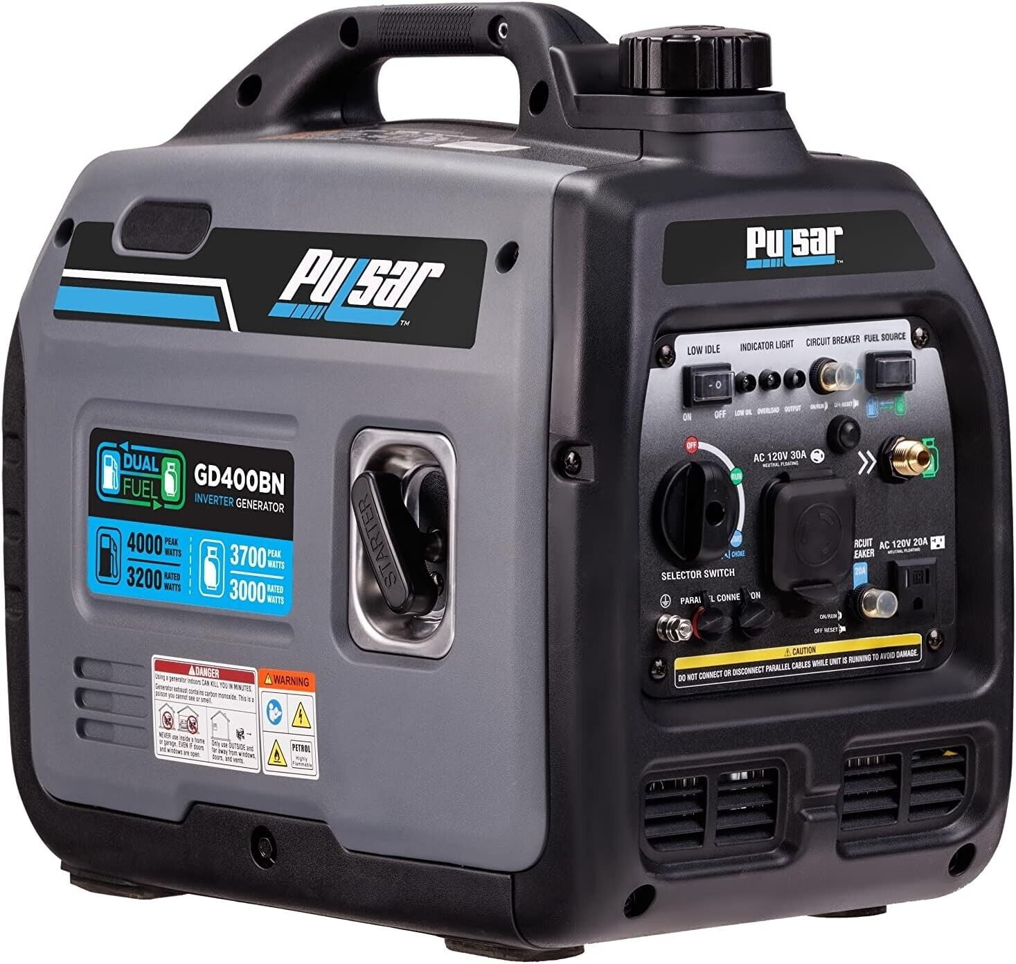 Pulsar 4000W Dual Fuel Portable Inverter Generator, Super Quiet, RV-Ready, CARB Compliant ...