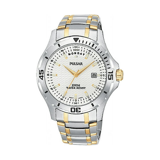 Pulsar Two Tone Stainless Steel Silver DIial Quartz Men's Watch PVM025 ...