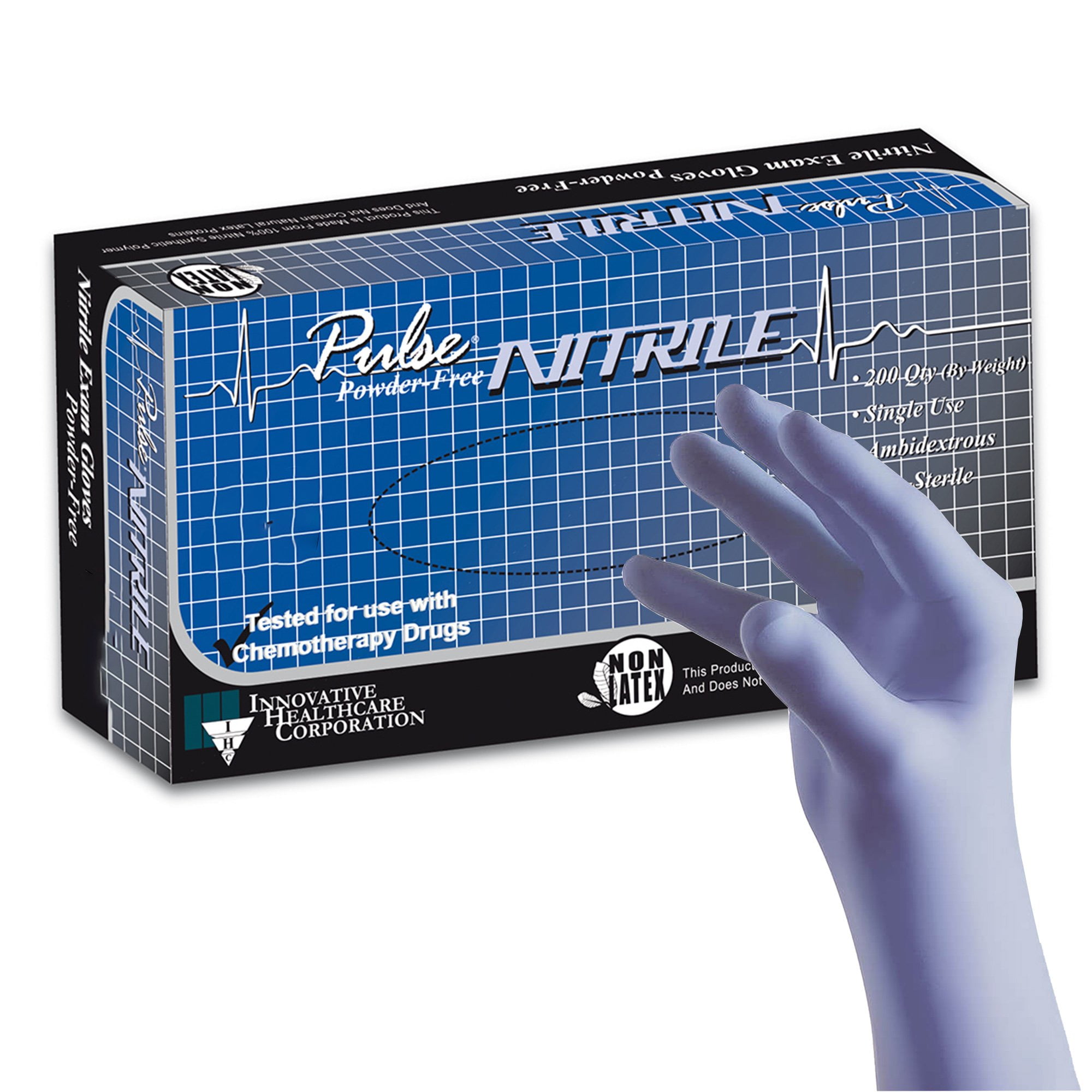 Pulse Nitrile Disposable Nitrile Exam Glove Standard Cuff Length SMALL 177102 200 per Box ...