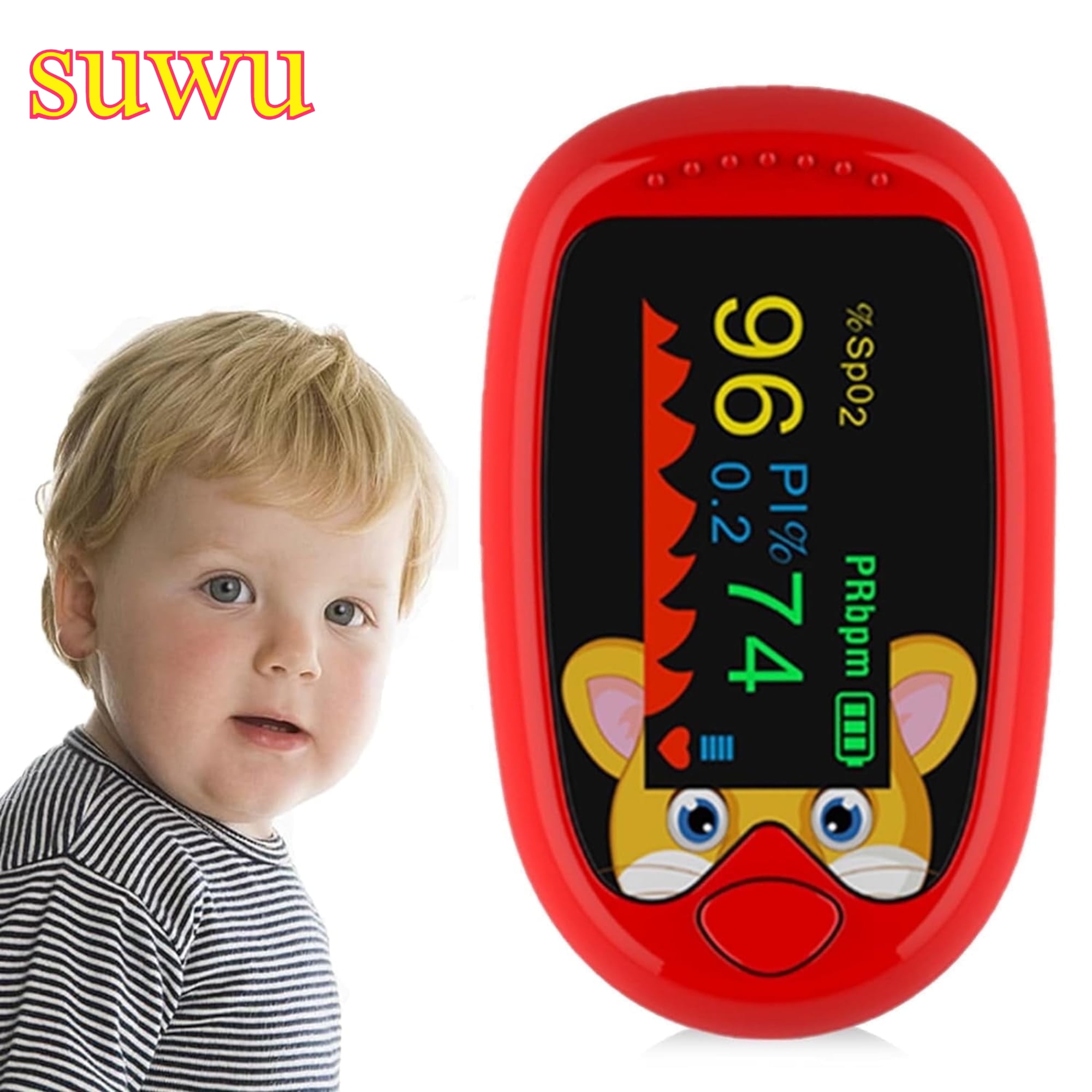 Pulse Oximeter, Rechargeable Oximeter for Kids & Children, Blood Oxygen ...