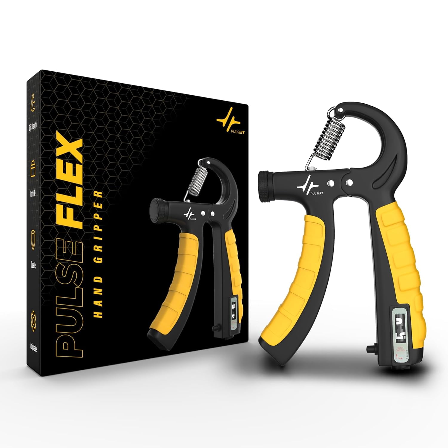 PulseITFlex Adjustable Hand Grip Strengthener with Counter Forearm and ...