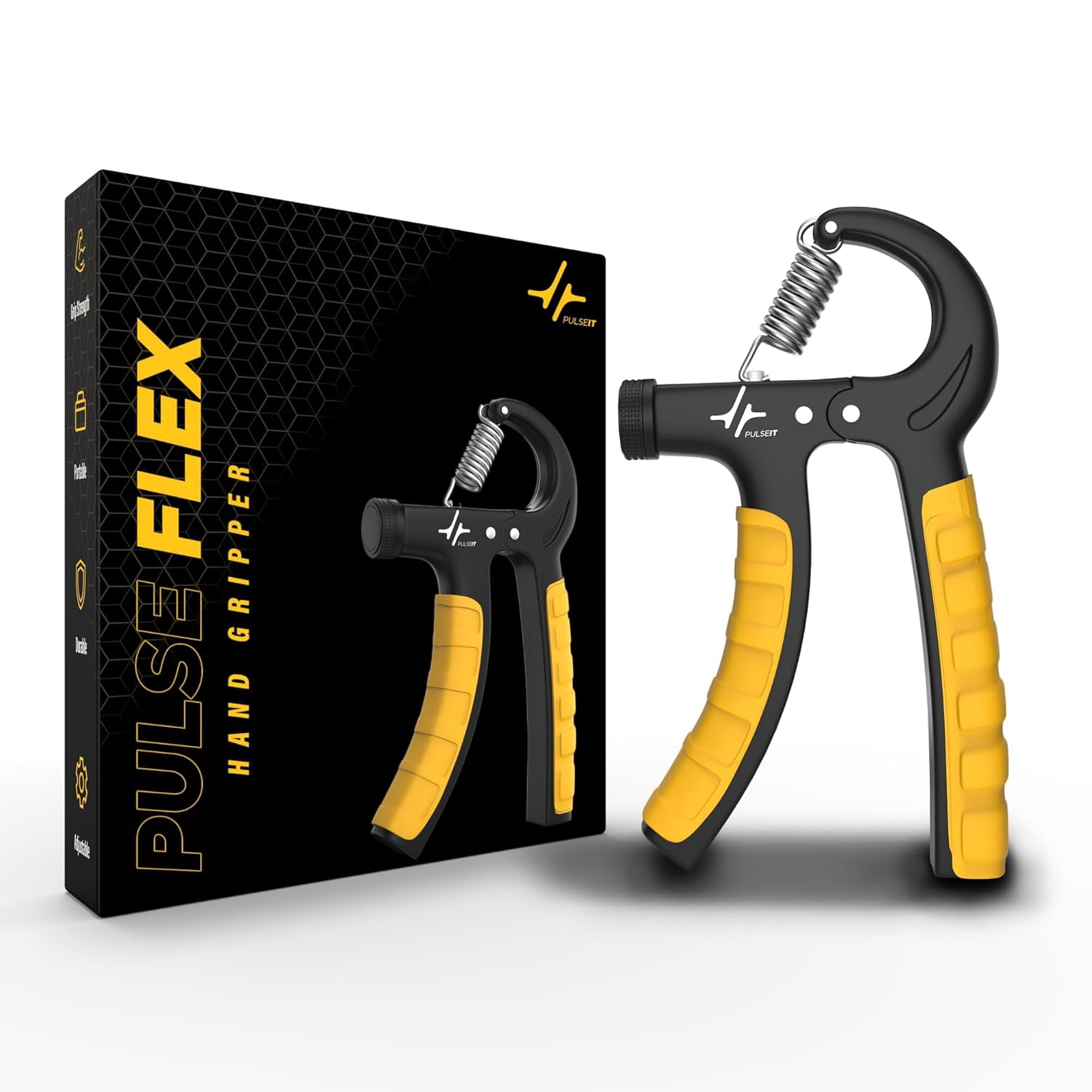 PulseITFlex Adjustable Hand Gripper 5-60 kg for Grip Strength, Forearm ...