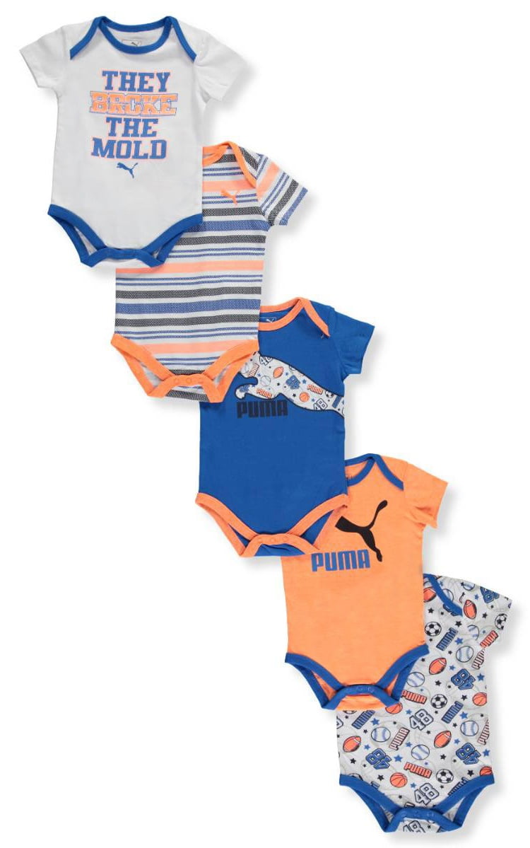 Puma Baby Boys' "Breaking the Mold" 5-Pack Bodysuits - fire orange, 0 ...