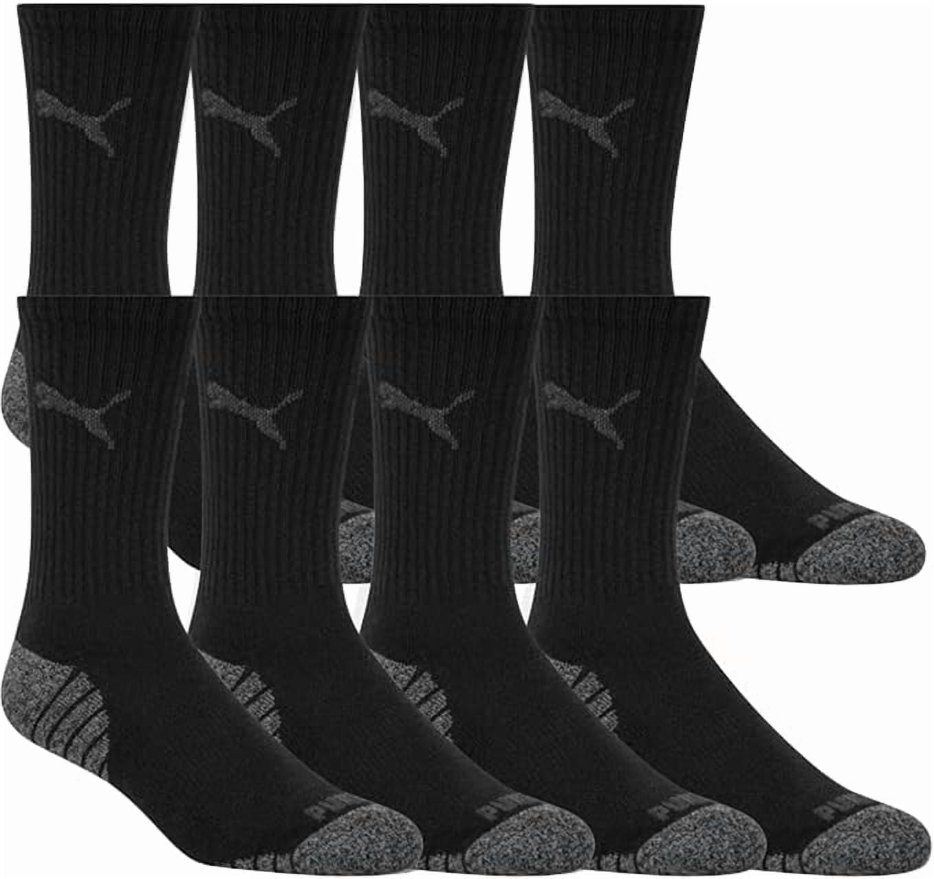 Puma Drycell Mens Crew Socks, 8 Pairs, Black, Fits Shoe Sizes 6-12 ...
