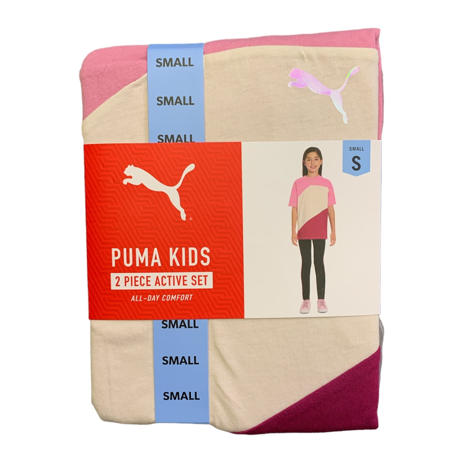 Puma Girl's 2 Piece Short Sleeve Top and Legging All Day Comfort Set ...