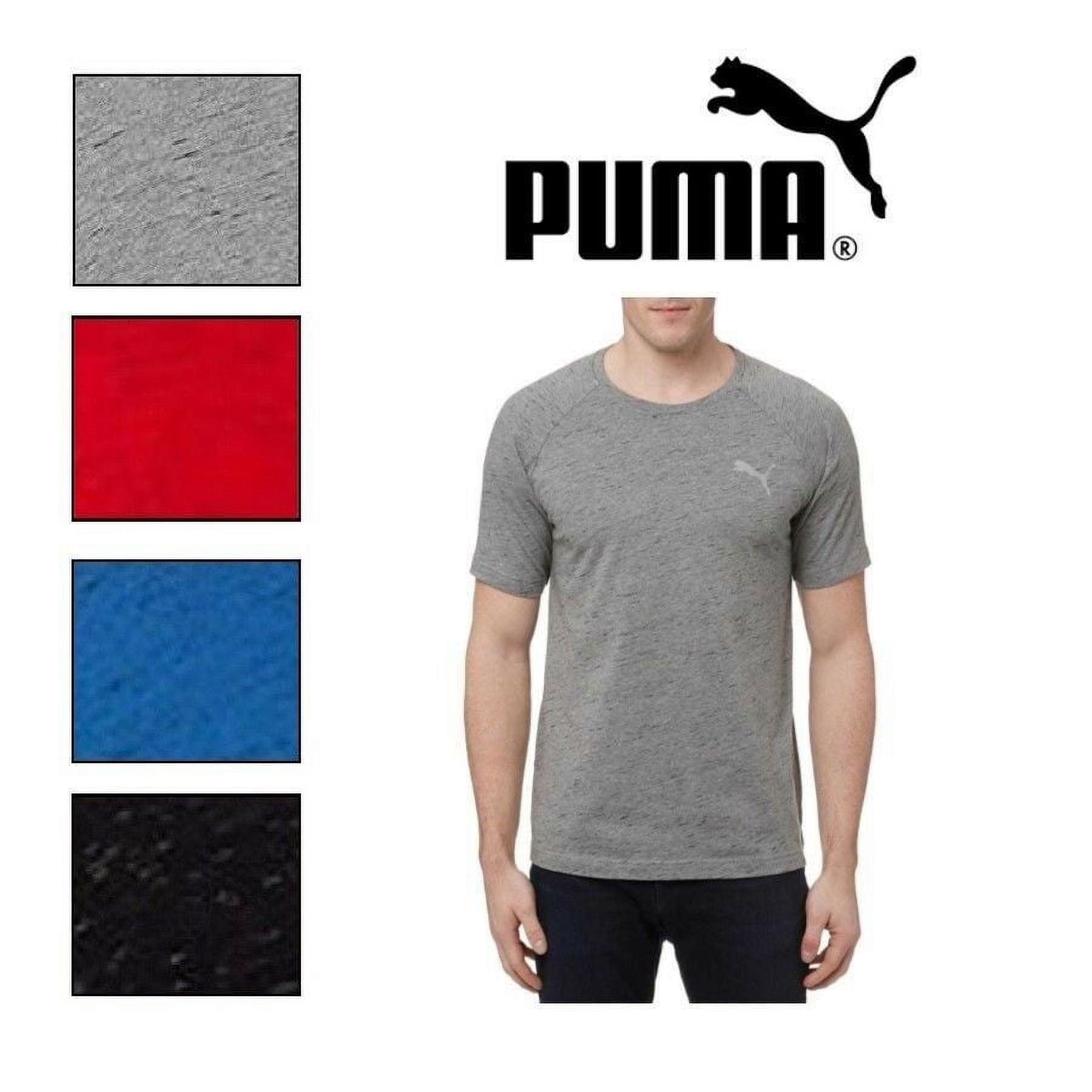 PUMA Men's Evostripe Tee Shirt, Crew Neck, Large, Grey, 100% Cotton ...
