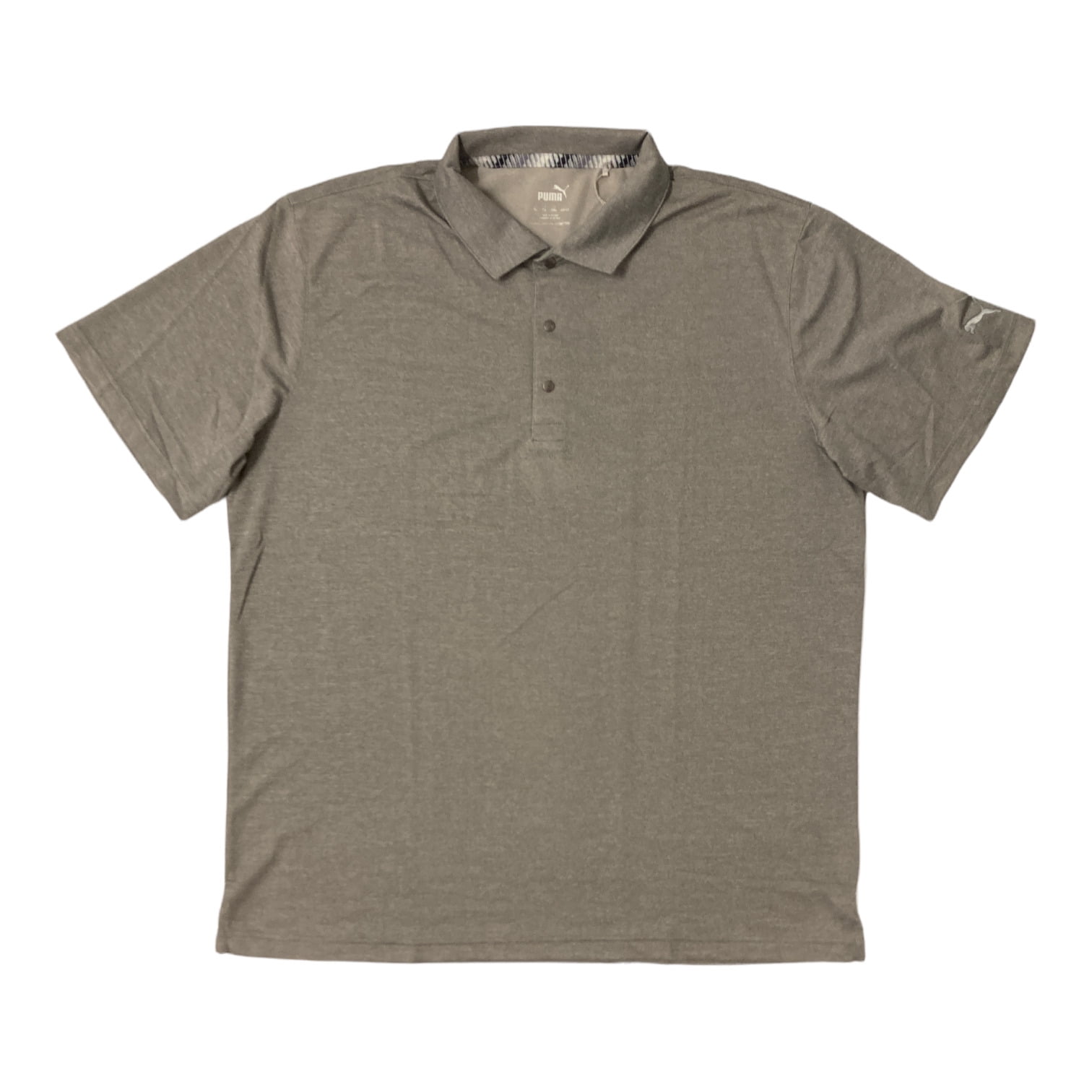 Puma Men's Short Sleeve Grill To Green Snap Button Polo (Black Heather ...