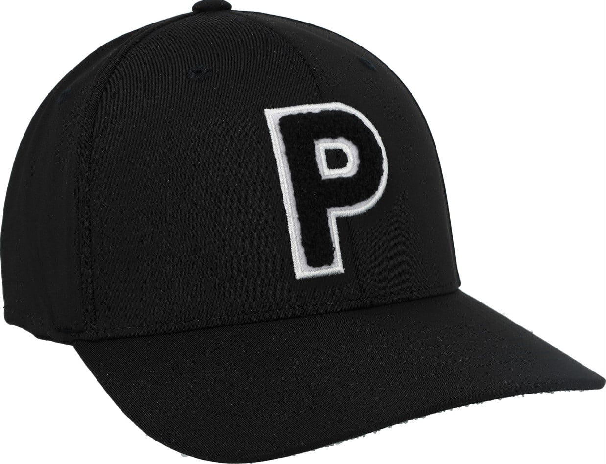 Puma Mens Chenille P Cap Golf Snapback Hat - 02545603 - Puma Black ...