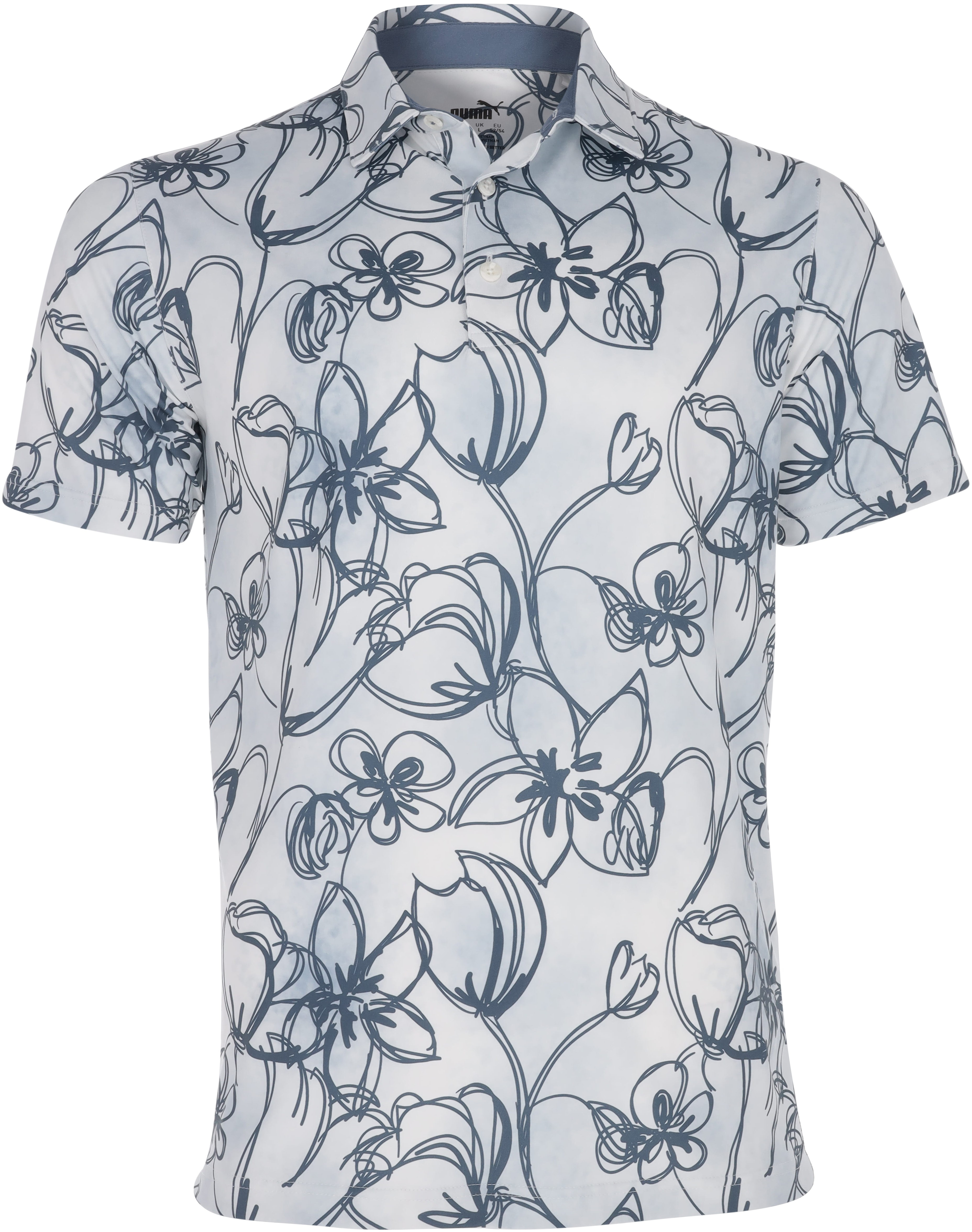 Puma Mens Cloudspun Stems Polo - 53745702 - Bright White/Evening Sky - L - Walmart.com