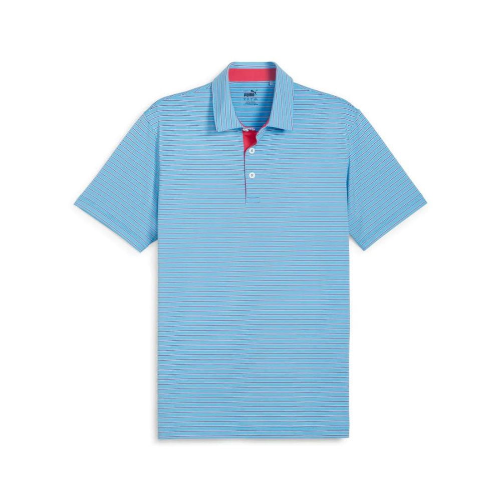 Puma Mens MATTR Bay Golf Polo - 62178710 - Garnet Rose/Aqua Blue - L ...