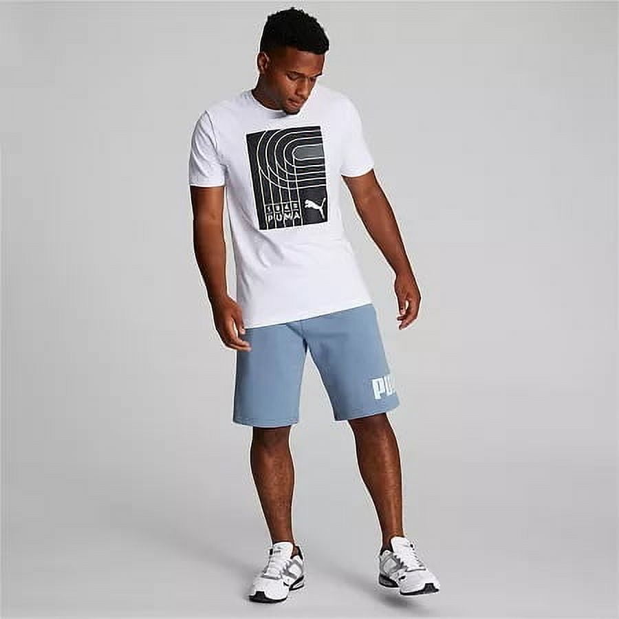 Puma Mens Regular fit Big Logo Print Fleece Shorts Medium Powder Blue ...