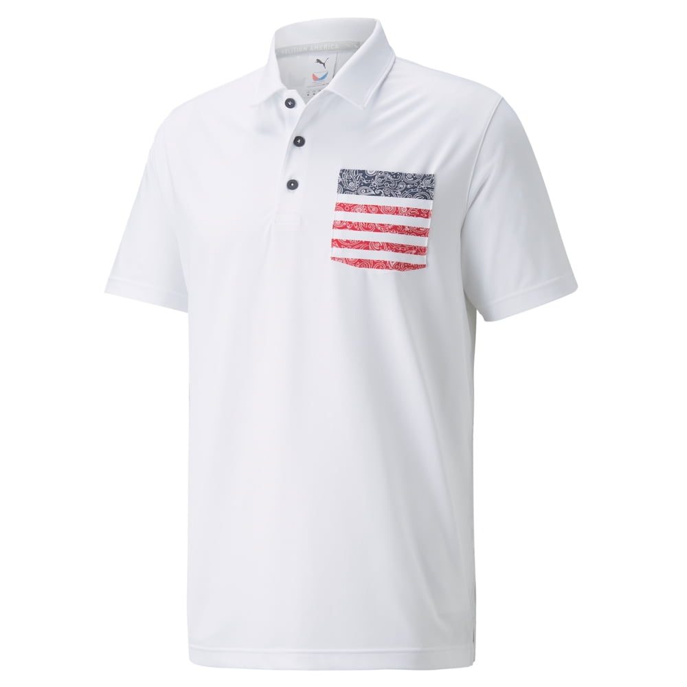 Puma Mens Volition Paisley Pocket Polo - 53302701 - Bright White/Ski ...