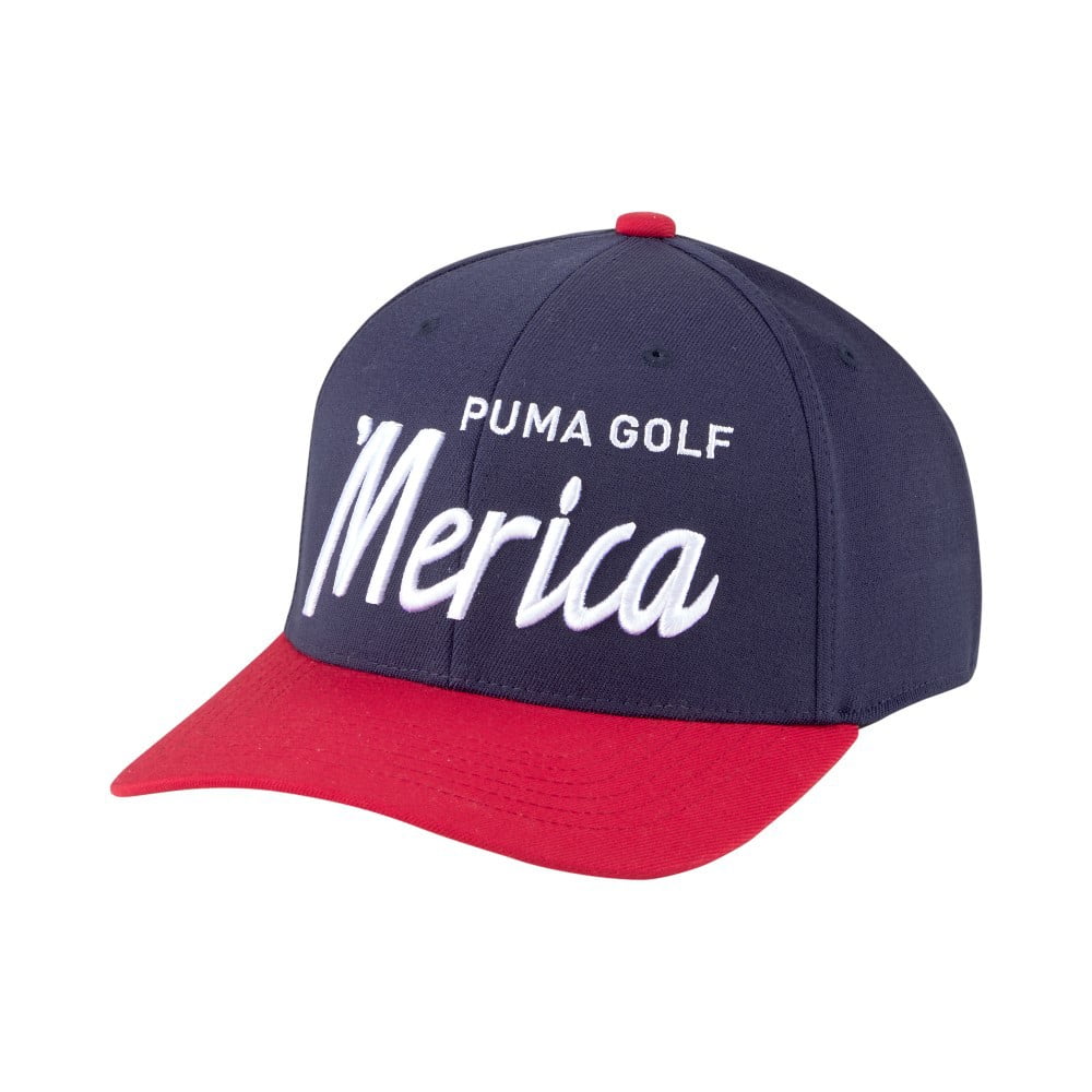 Puma Merica Script Snapback Cap Golf Hat - Navy Blazer/High Risk Red - New - Walmart.com