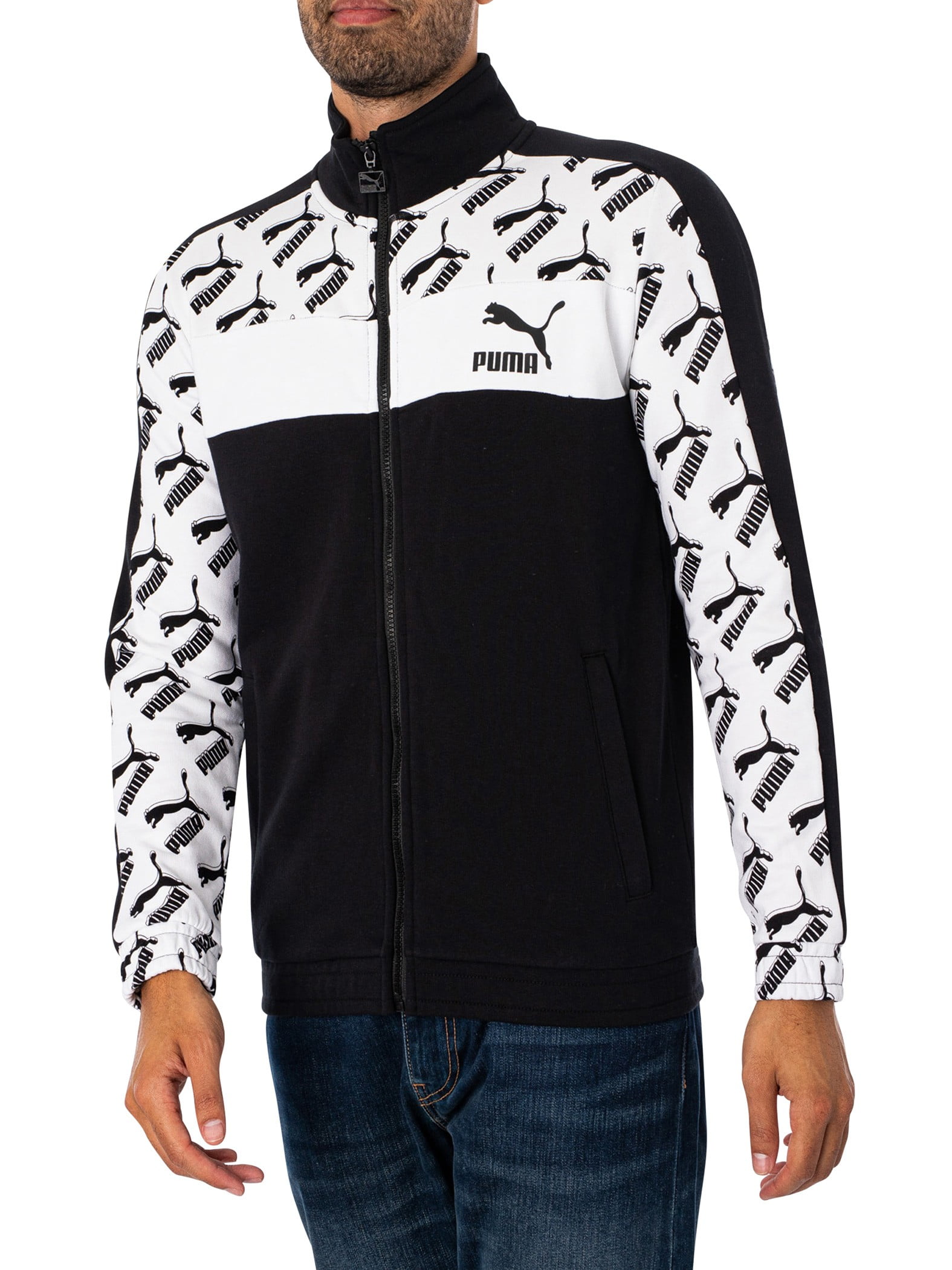 Puma T7 Logo Pattern Track Jacket, Black - Walmart.com