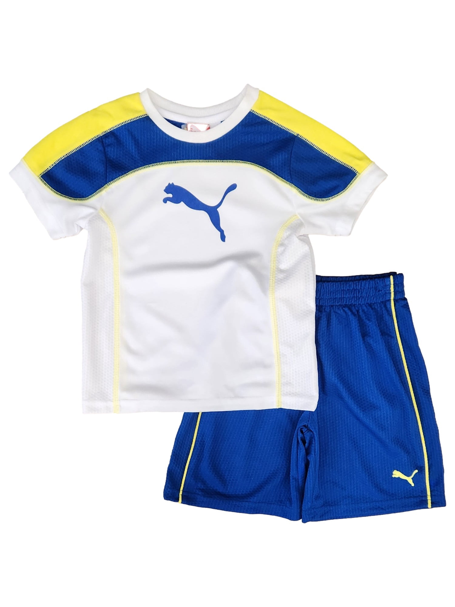 Puma Toddler Boys White & Blue 2pc Athletic Outfit Shorts & T-Shirt Set ...