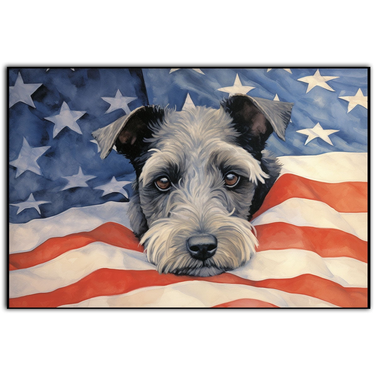 Pumi Dog 4th of July Painting Canvas, Patriot American Dog Canvas ...