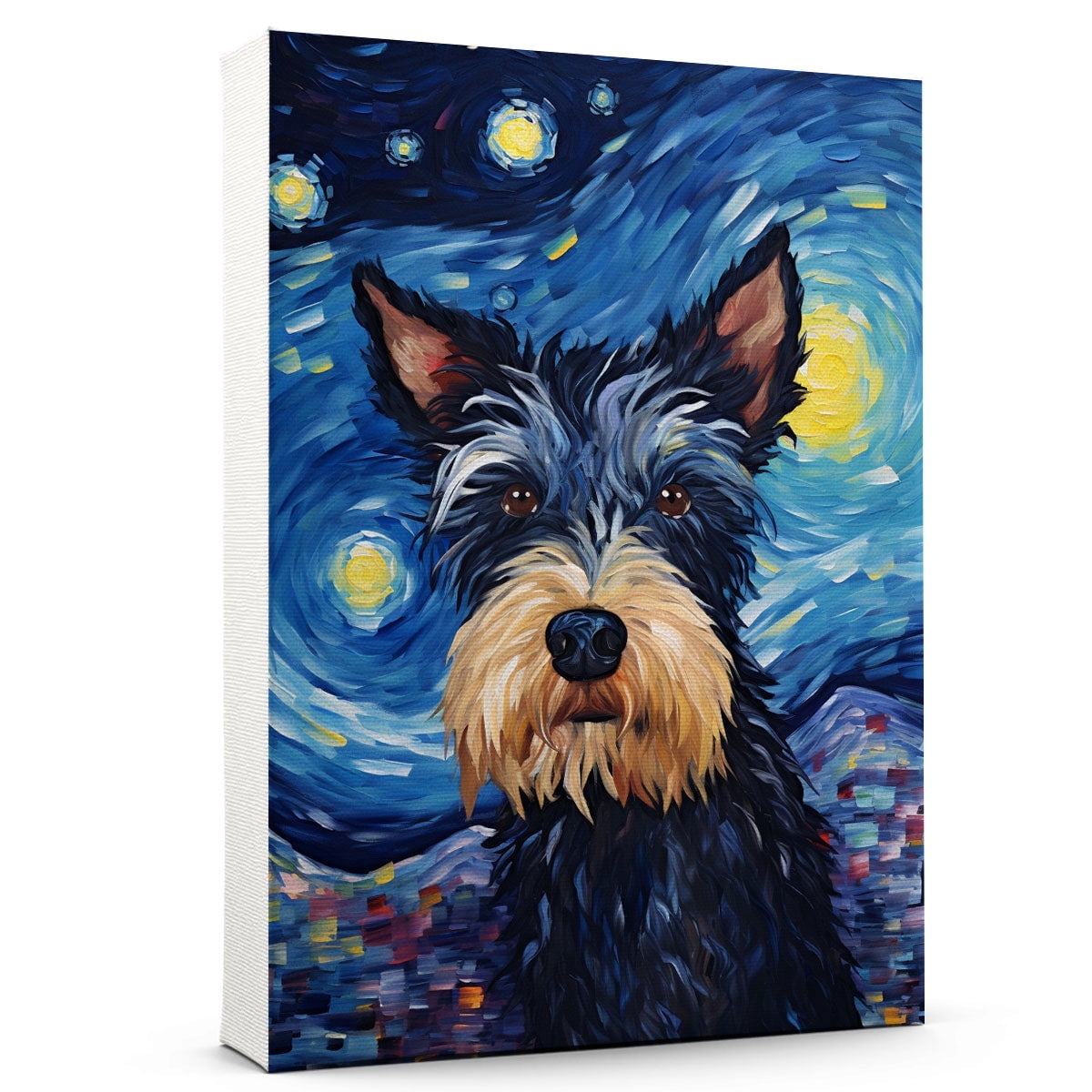 Pumi Starry Night Dog Canvas Print - Van Gogh Inspired Dog Wall Art ...