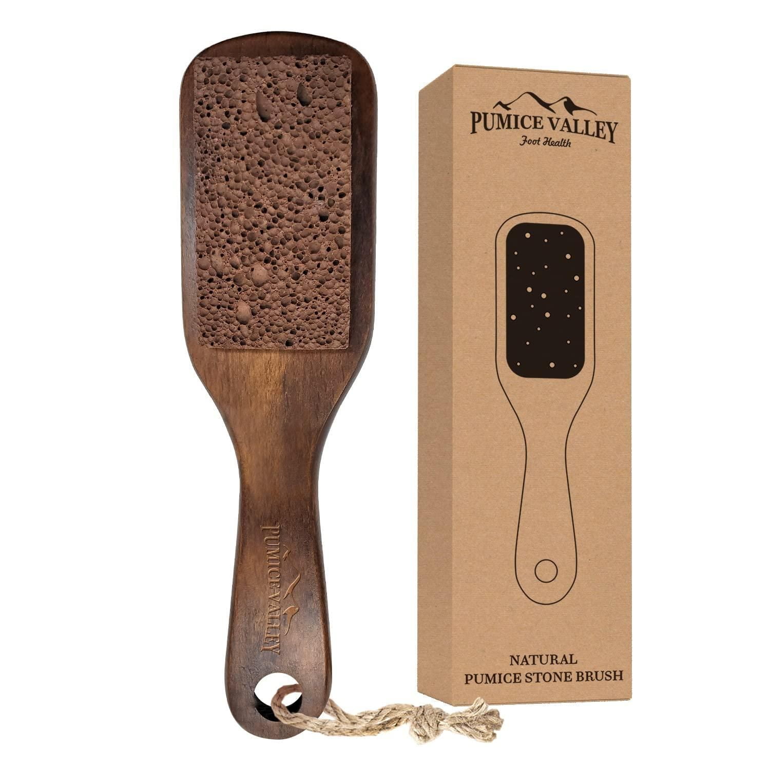 Pumice Stone Foot Brush Scrubber Wooden Pedicure Foot File with Handle ...