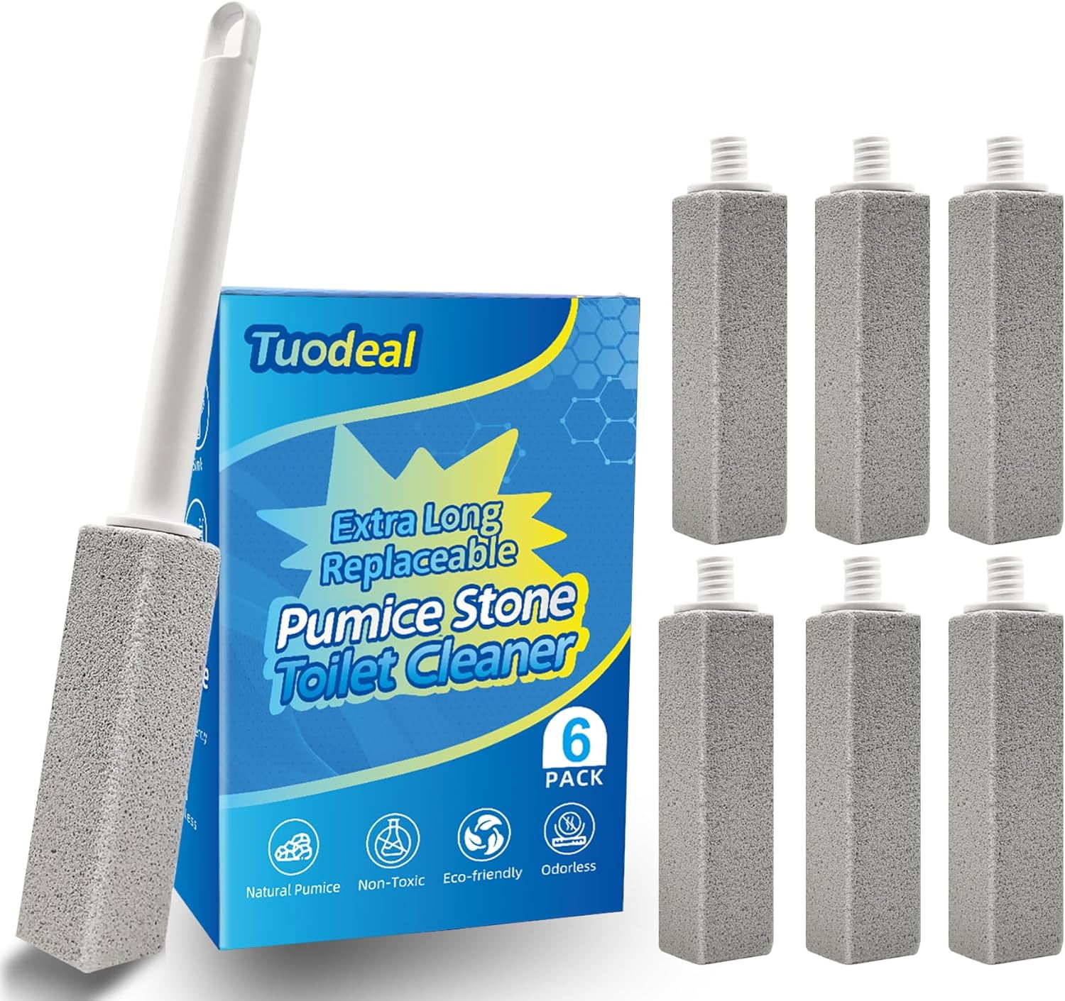 Pumice Stone Toilet Bowl Cleaner with Extra Long Handle - Effortlessly ...