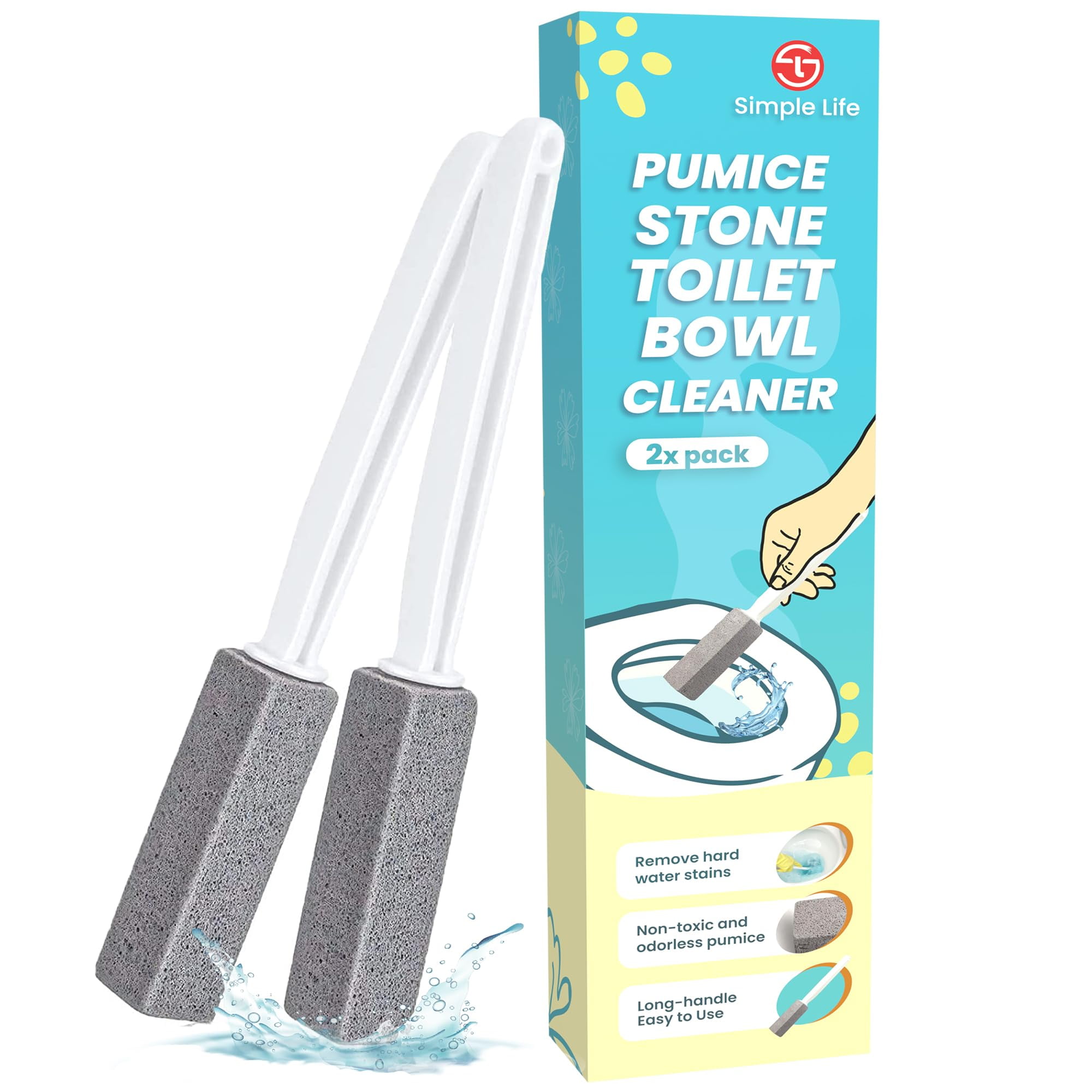 Pumice Stone Toilet Bowl Cleaner with Long Handle, Heavy Duty Scouring ...