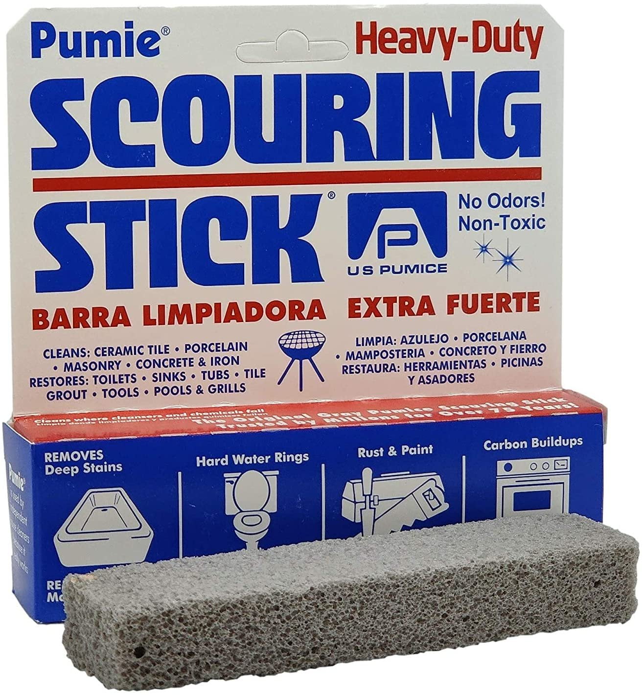 Pumie Heavy Duty Pumice Scouring Stick, 5.25x1.25x0.75 Pack of 1 ...