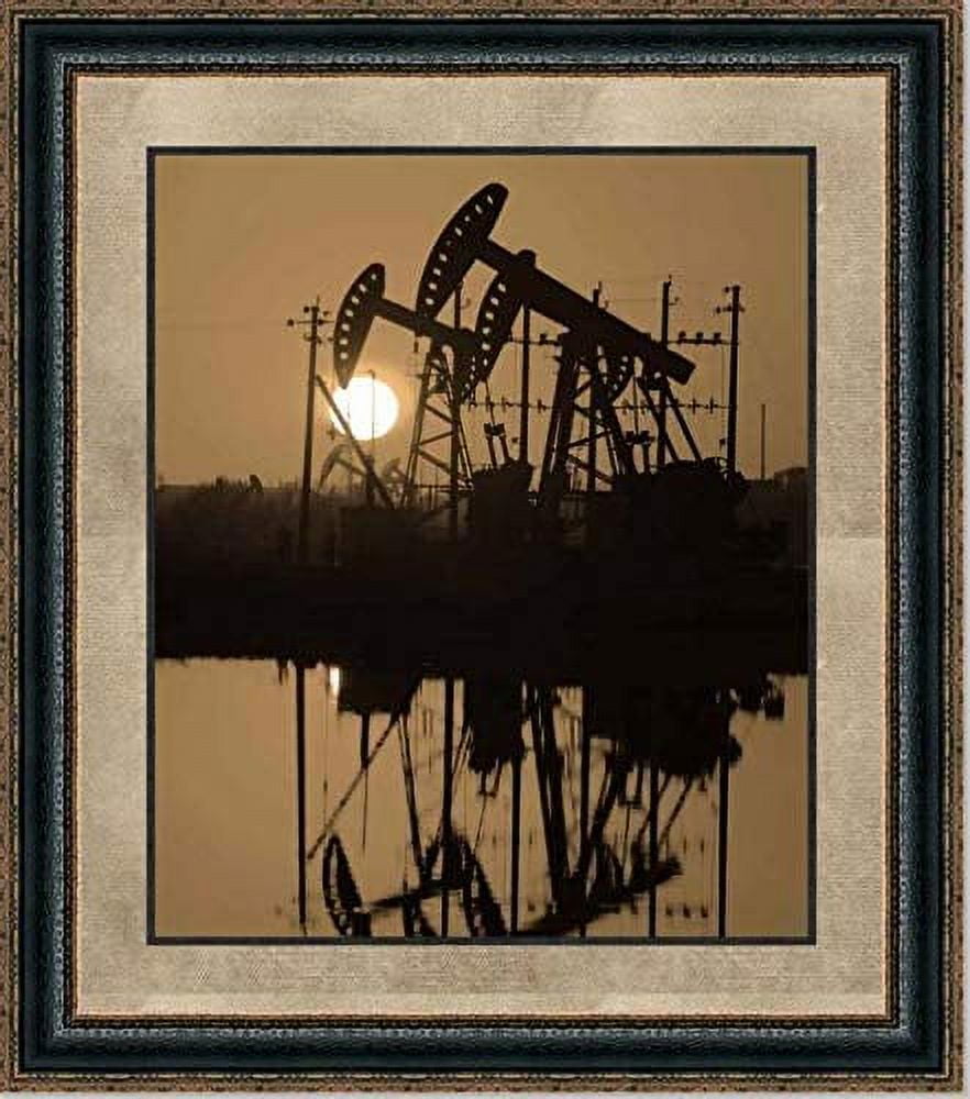 Pump Jack II | Framed Oil and Gas Art in Double Mat | 35L X 29W" Inches ...