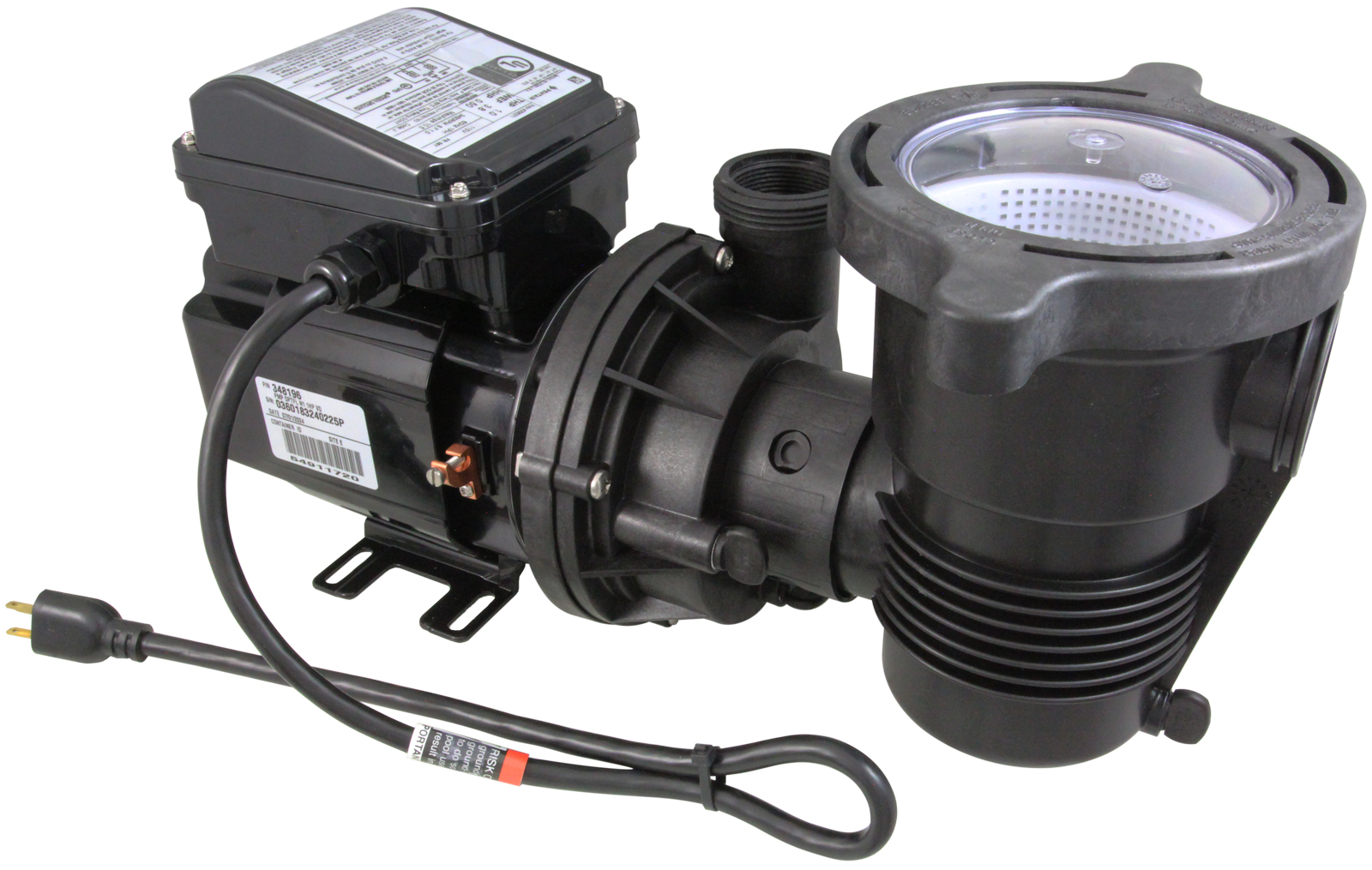 Pump, Pentair OptiFlo, 1.0hp, 115v, 1Spd, VertDisch, 3ft Cord, DOE ...