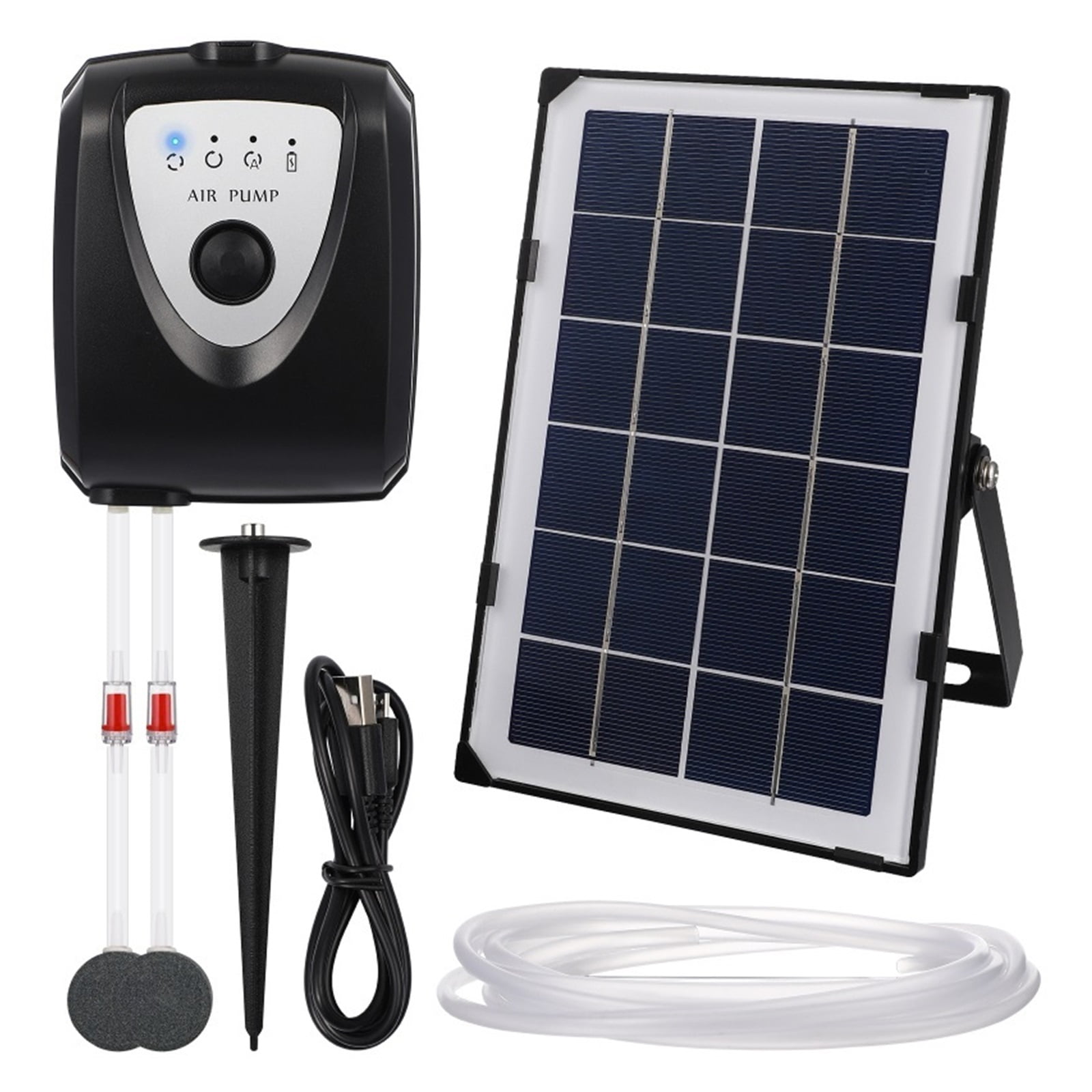 Pump Pond Aerator Air Solar Set Aquarium Tank Kit Oxygenator Power Bait ...