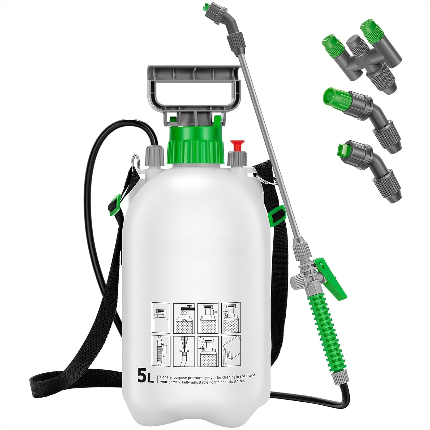Pump Sprayer 1.35 Gallon, Portable Water Spray Bottle for Lawn and Garden Yard, Weed Sprayer for ...