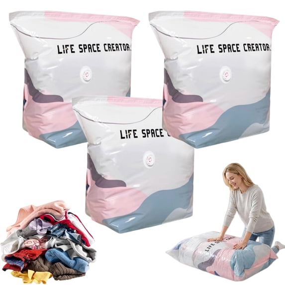 No Pump Vacuum Storage Bags – Press & Seal, No Pump Needed. Large ...