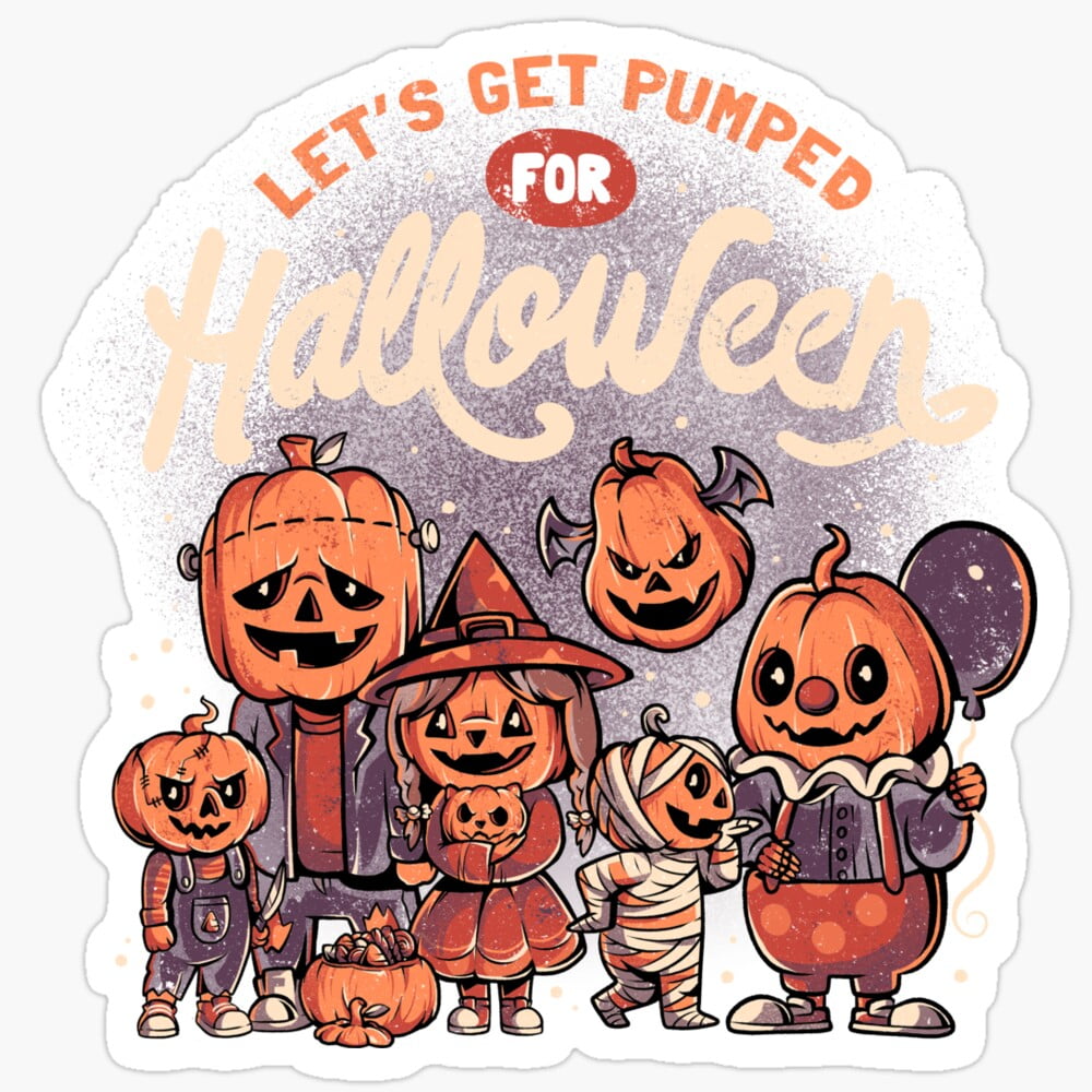 Pumped For Halloween - Cute Pumpkin Gift Glossy Sticker Phone Decal ...