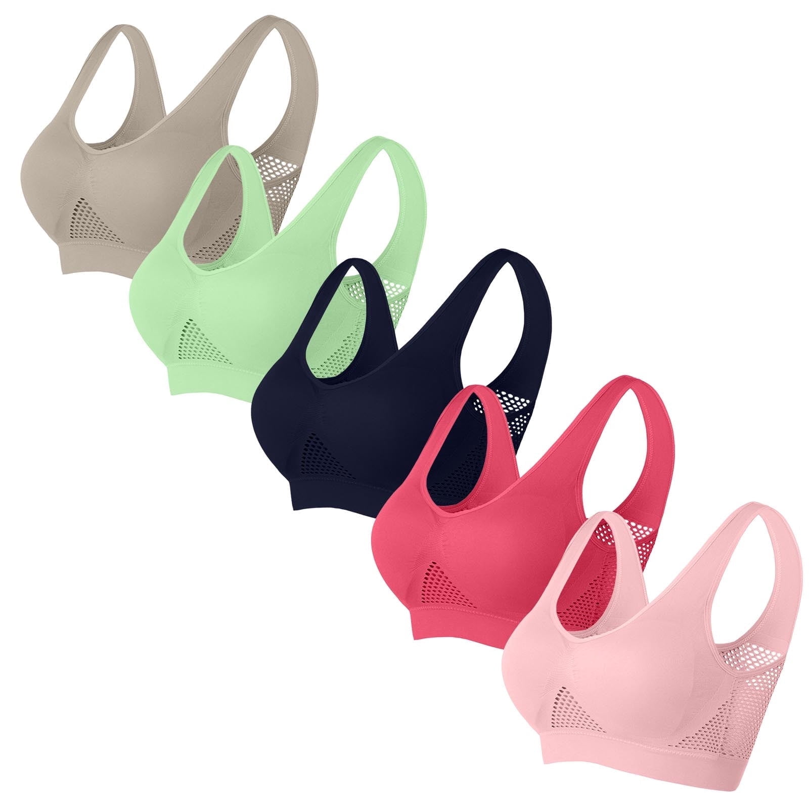 Pumping Bra Plus Size Sports Bras for Women S-5X 5 Pack Wireless ...