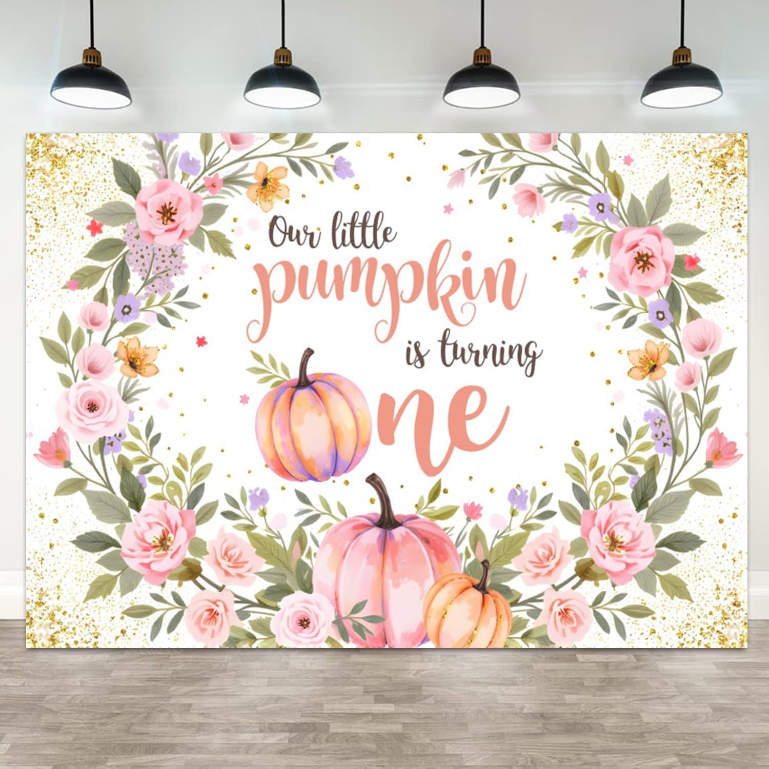 Pumpkin 1st Birthday Backdrop Our Little Pumpkin is Turning One ...