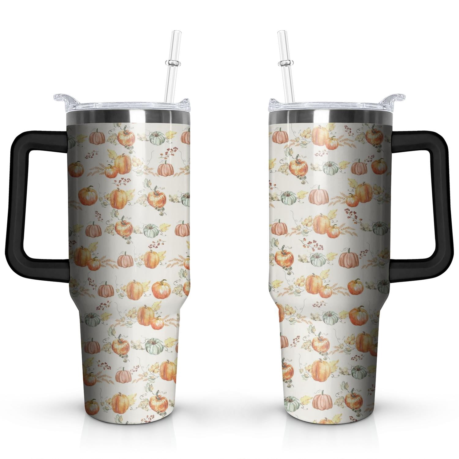 Pumpkin 40 OZ Tumbler Cup with Lid and Straw for Water Iced Tea Coffee ...