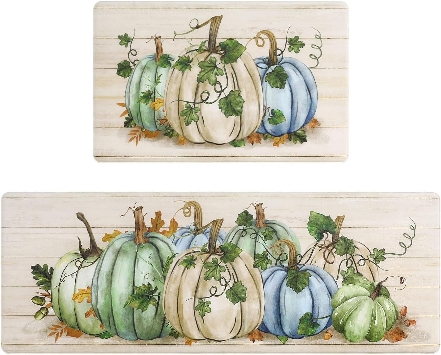 Pumpkin Anti Fatigue Kitchen Rugs Sets 2 Piece Seasonal Fall Holiday ...