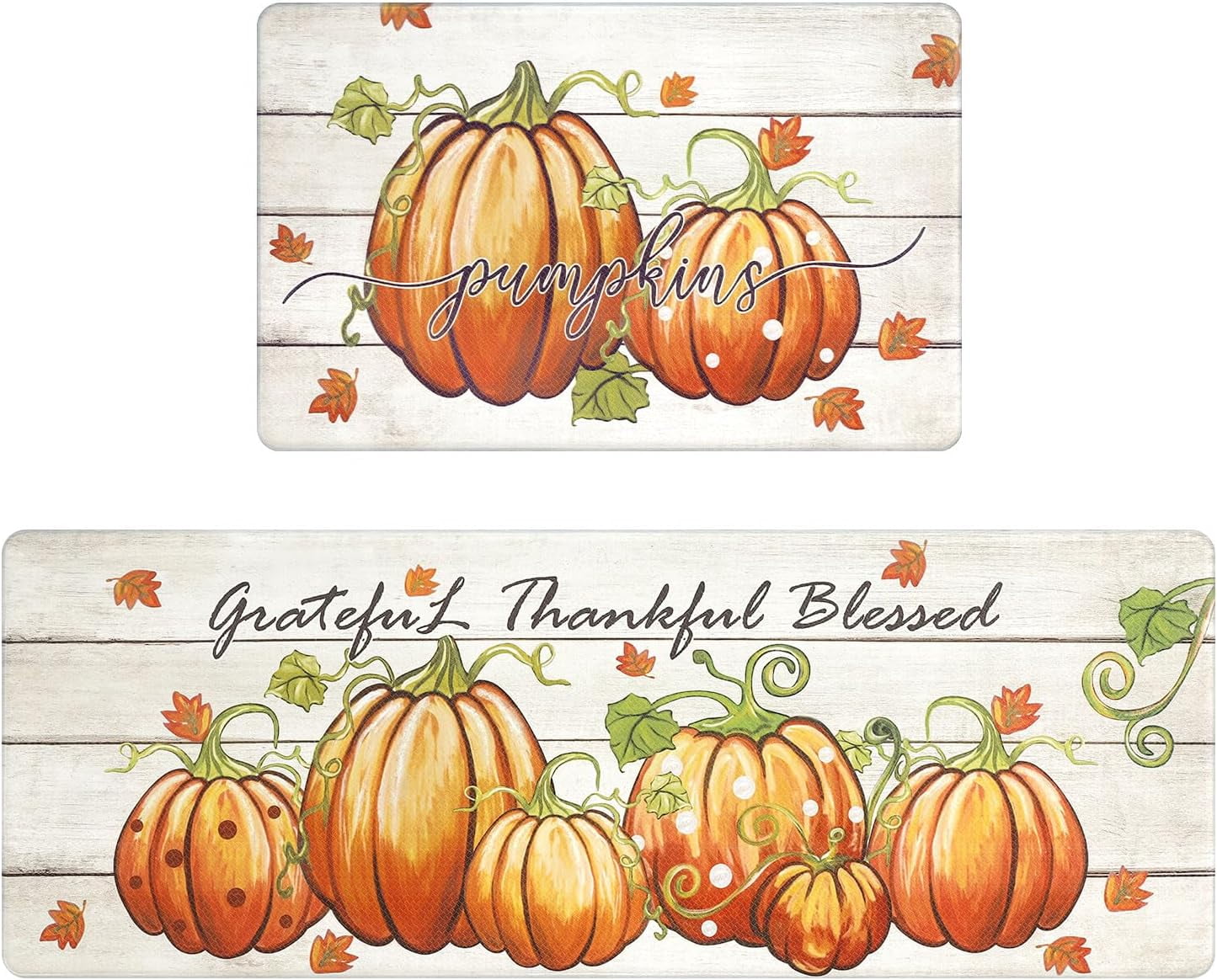 Pumpkin Anti Fatigue Kitchen Rugs Sets 2 Piece Seasonal Fall Holiday ...